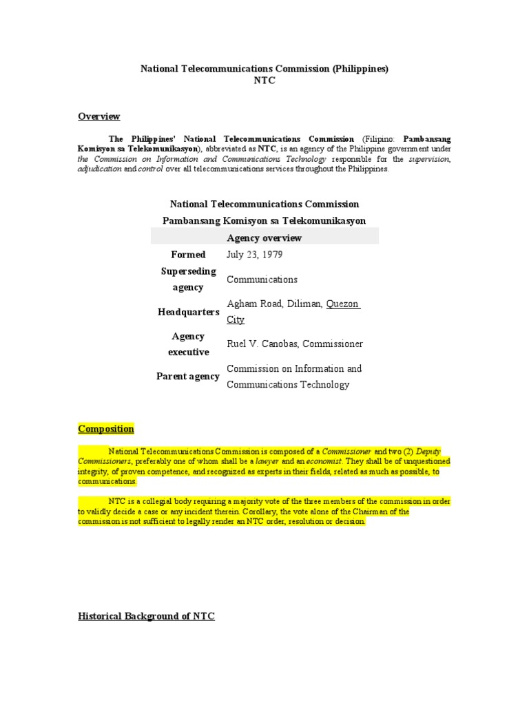 The Philippines' National Telecommunications Commission (Filipino ...