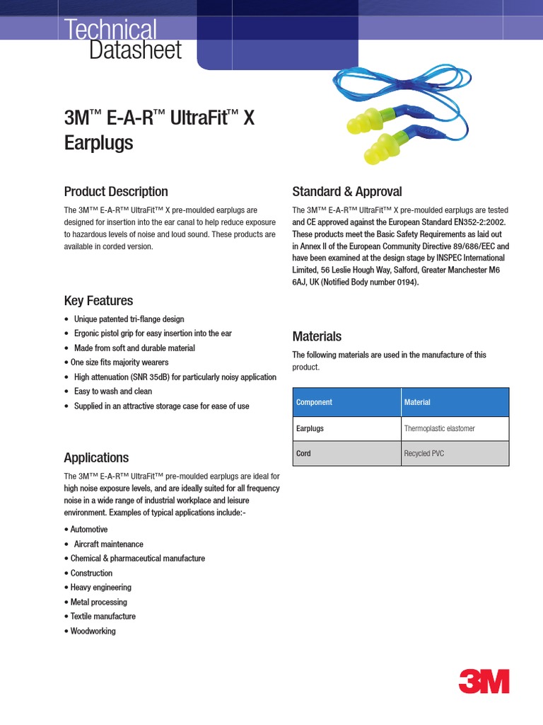 3M - E-A-R - UltraFit - X Earplugs - TD - EU | PDF | Noise | Acoustics