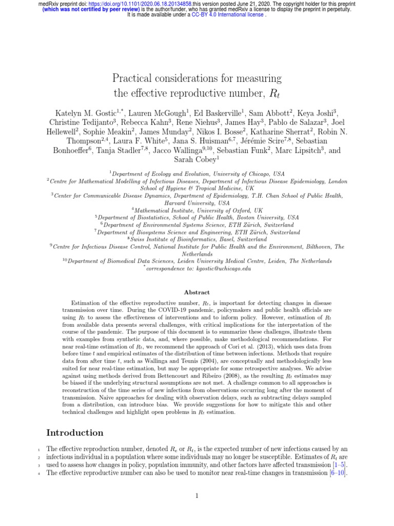 Practical Considerations For Measuring The Effective Reproductive ...