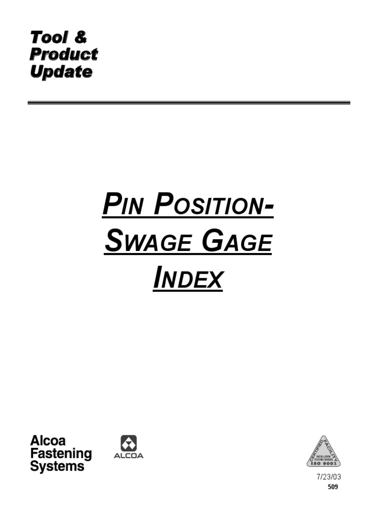 Swage Gage Pin Position Data Guide | PDF | Steel | Chemical Substances