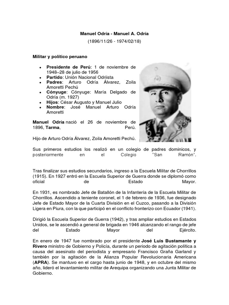 Manuel Odría - Manuel A. Odría | PDF | Perú | América del Sur