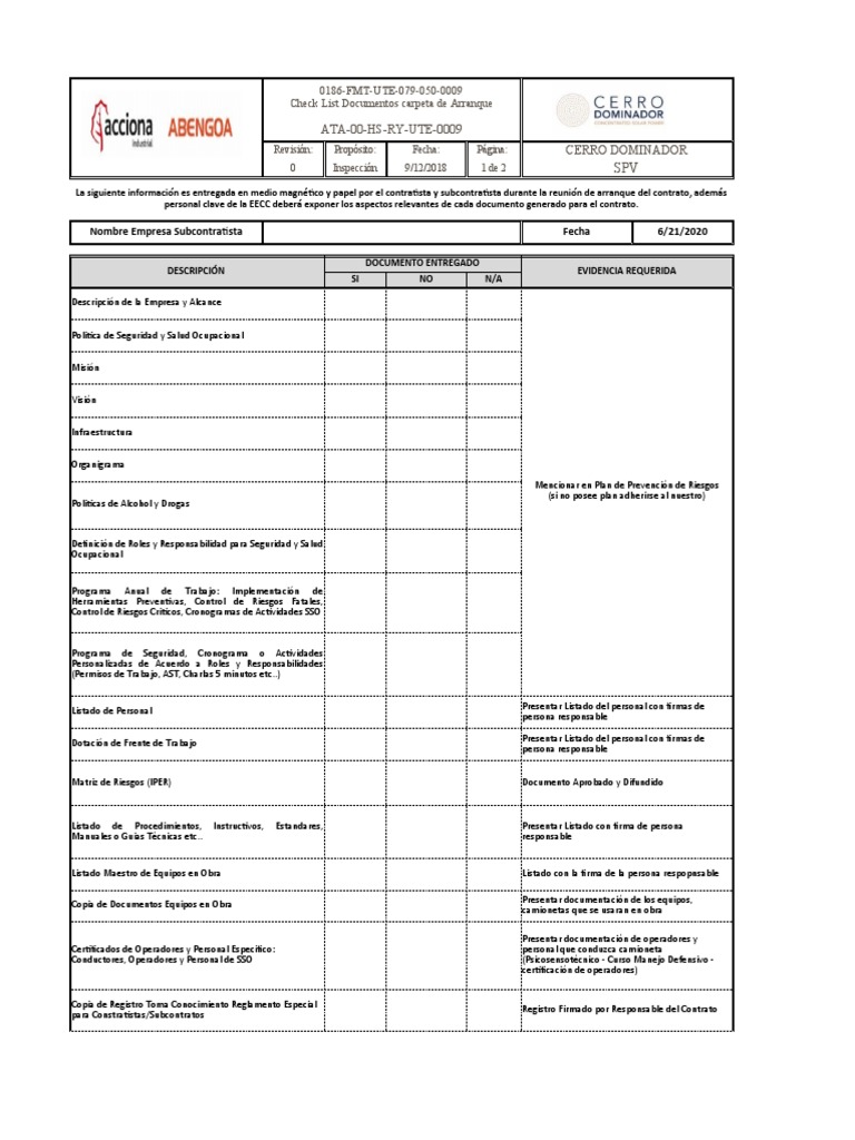 0186-FMT-UTE-079-050-0009 - Rev00 - Check List Documentos Carpeta ...