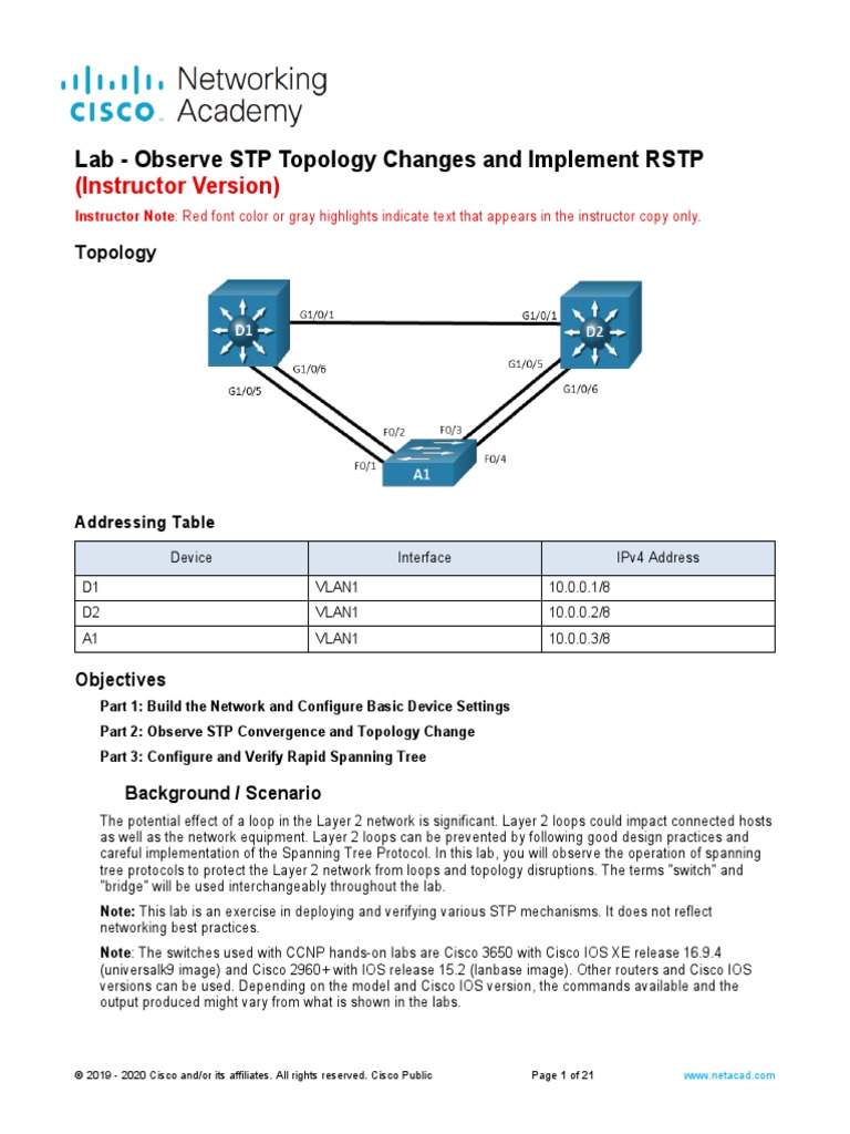 2.1.2 Lab - Observe STP Topology Changes and Implement RSTP - ILM | PDF ...