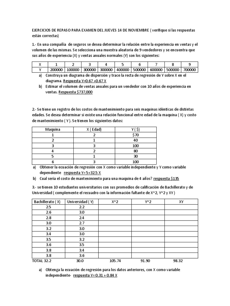 Ejercicios de Repaso Analisis de Datos | PDF | Análisis de regresión ...
