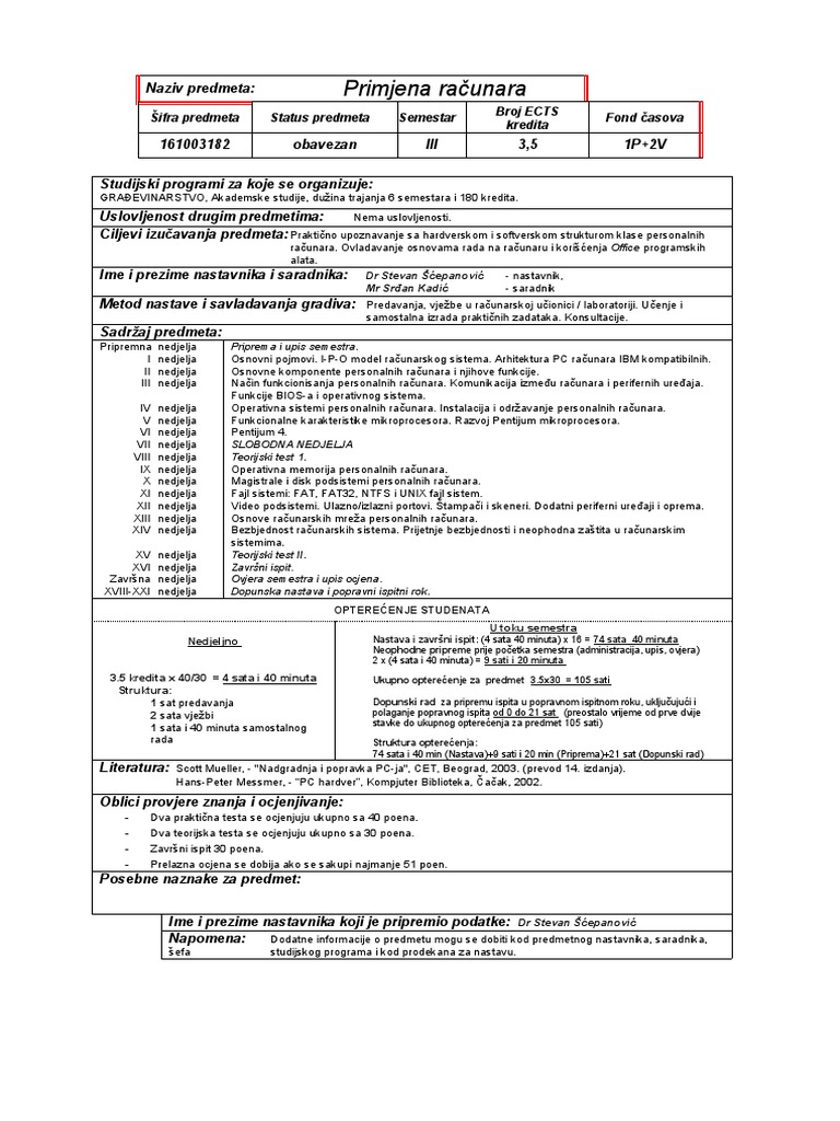 Primjena Racunara | PDF