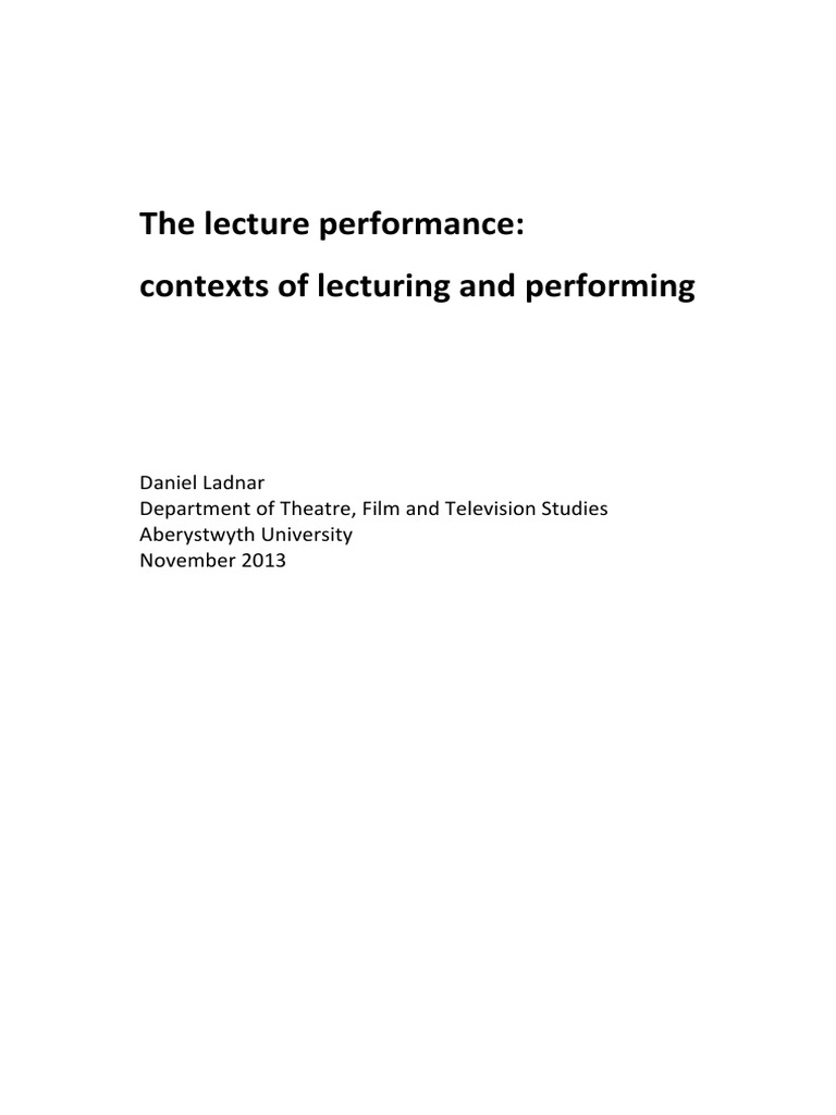The!lecture!performance | PDF | Lecture | Genre