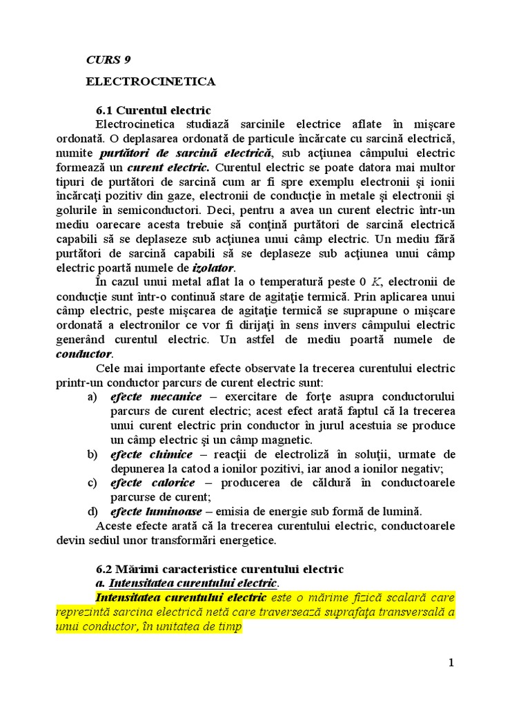 Curs 9 ELECTROCINETICA PDF | PDF