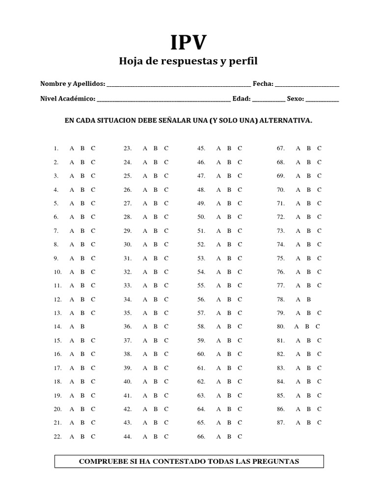 IPV Hoja de Respuestas PDF | PDF | Violencia | Deportes