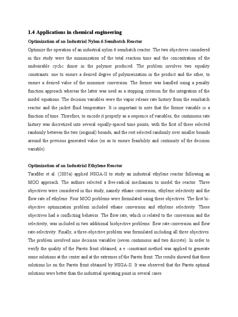 1.4 Applications in Chemical Engineering: Optimization of An Industrial Nylon 6 Semibatch ...