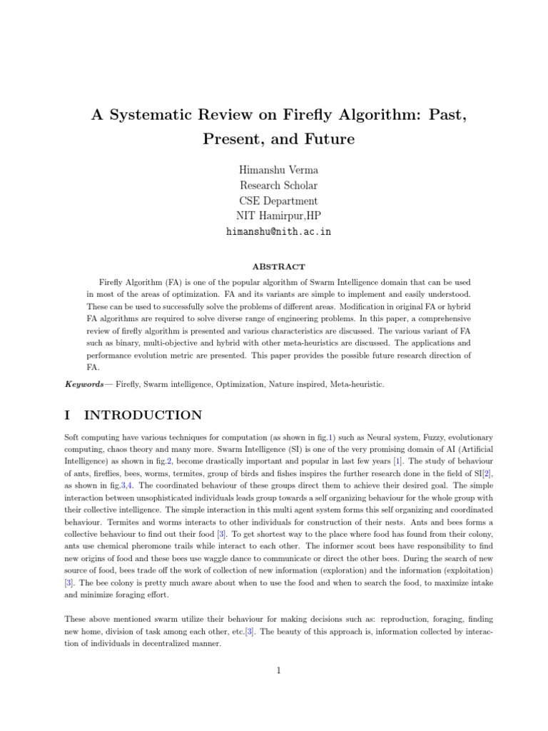Review On Firefly Algorithm | PDF | Metaheuristic | Mathematical Optimization