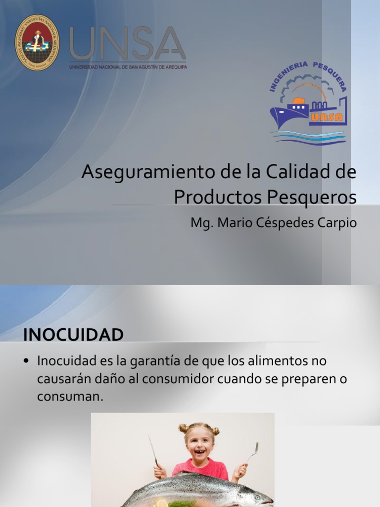 Aseguramiento de La Calidad de Productos Pesqueros 3-1 | PDF | Seguridad alimenticia | Alimentos