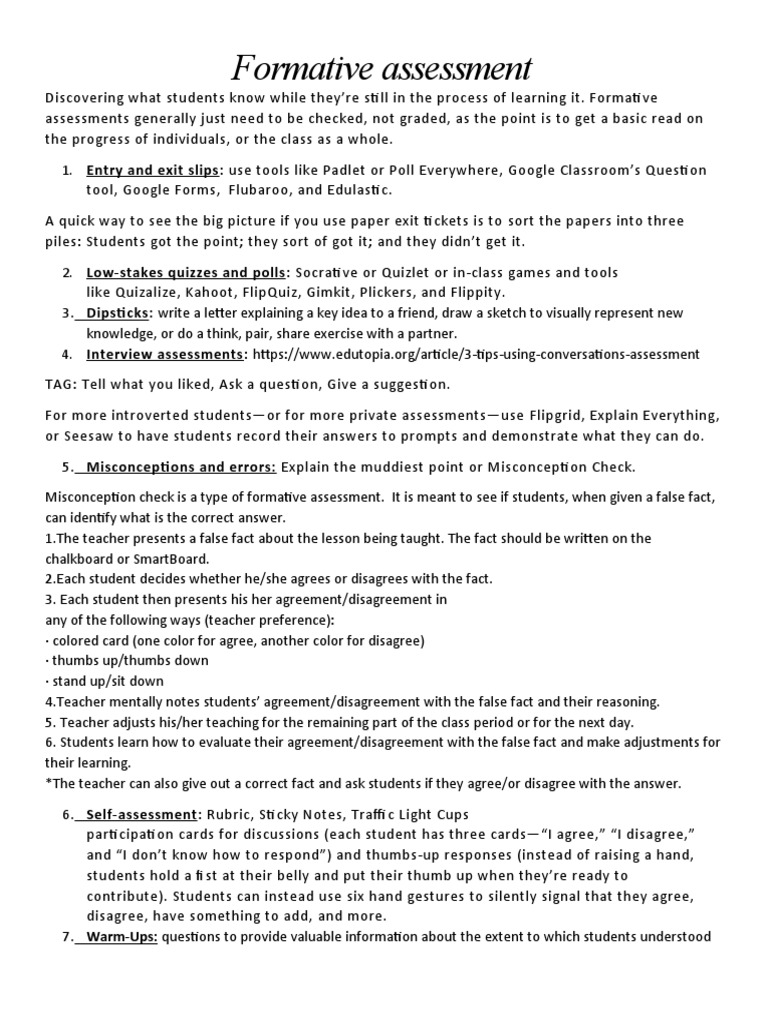 Formative Assessment | PDF | Education Theory | Learning
