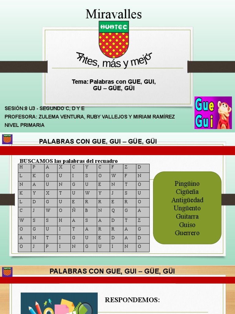 Palabras Con GUE, GUI - GÜE, GÜI-2° | PDF | Semiótica | Lingüística