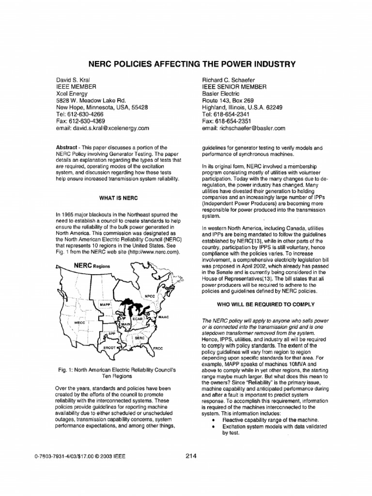 NERC Policies Affecting The Power Industry | PDF | Electric Power ...