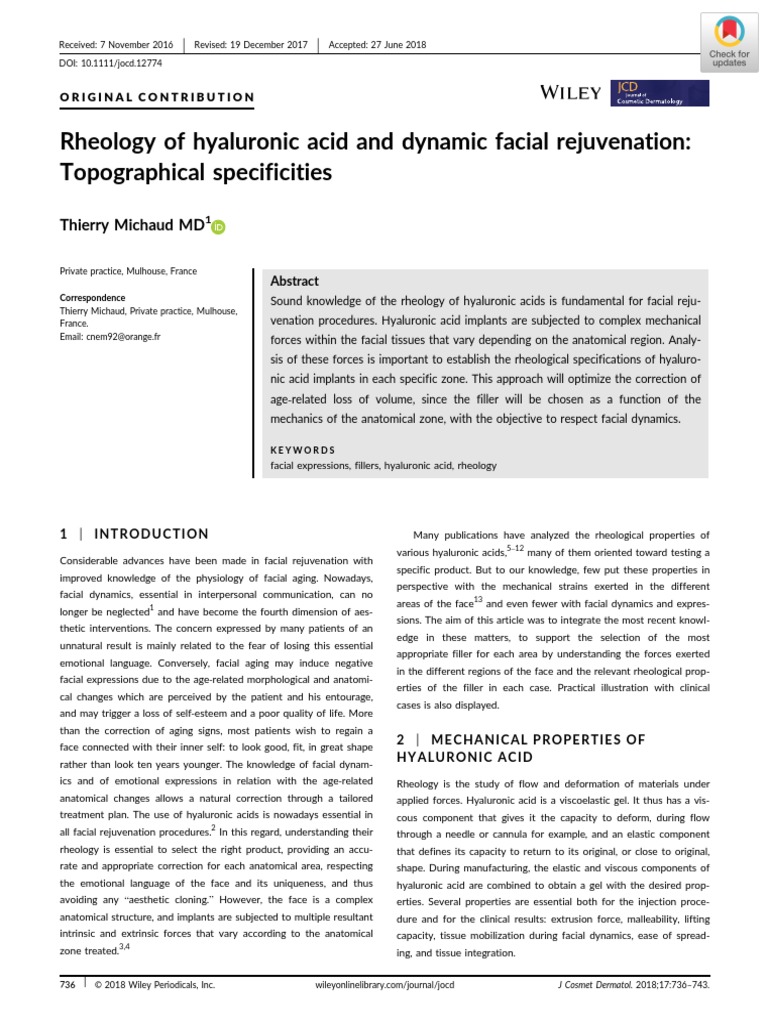 Rheology of Hyaluronic Acid and Dynamic Facial Rejuvenation ...