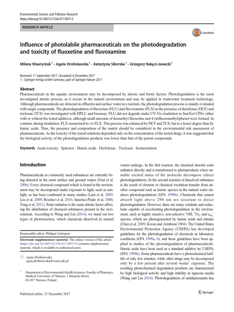 Influence of Photolabile Pharmaceuticals On The Photodegradation and ...