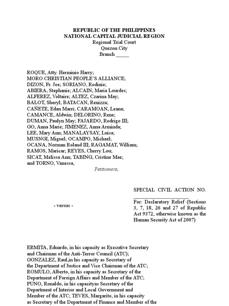 Consti2-Petition for Declaratory Relief - Final | September 11 Attacks ...