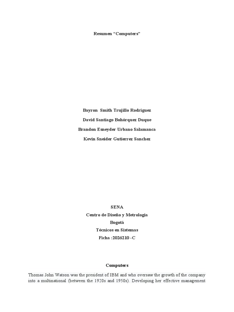 Resumen Computers | PDF | Operating System | Personal Computers