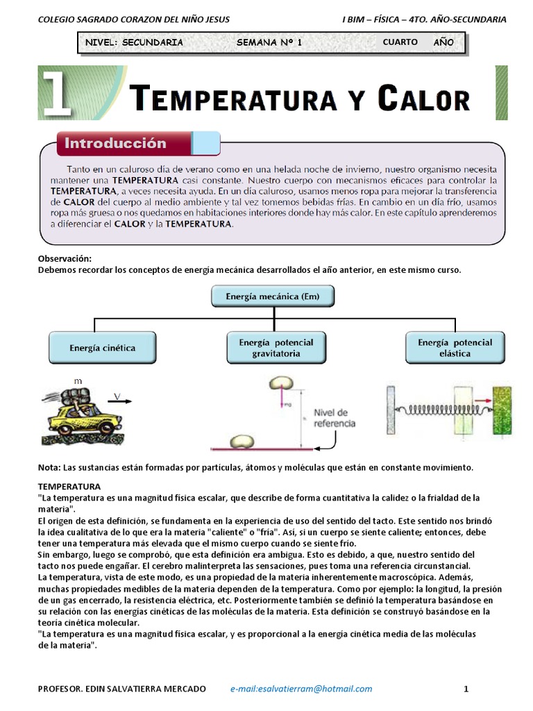 Semana1 4°secundaria | PDF | Calor | Celsius