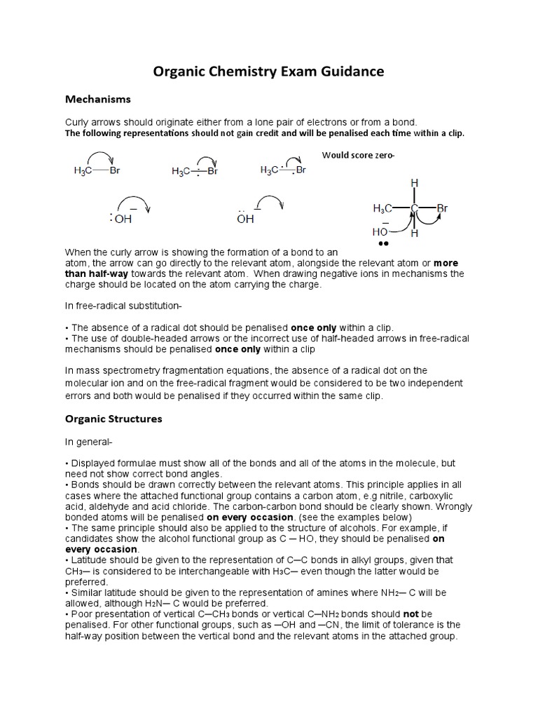 Organic Chemistry Exam Guidance | PDF | Chemical Bond | Molecules