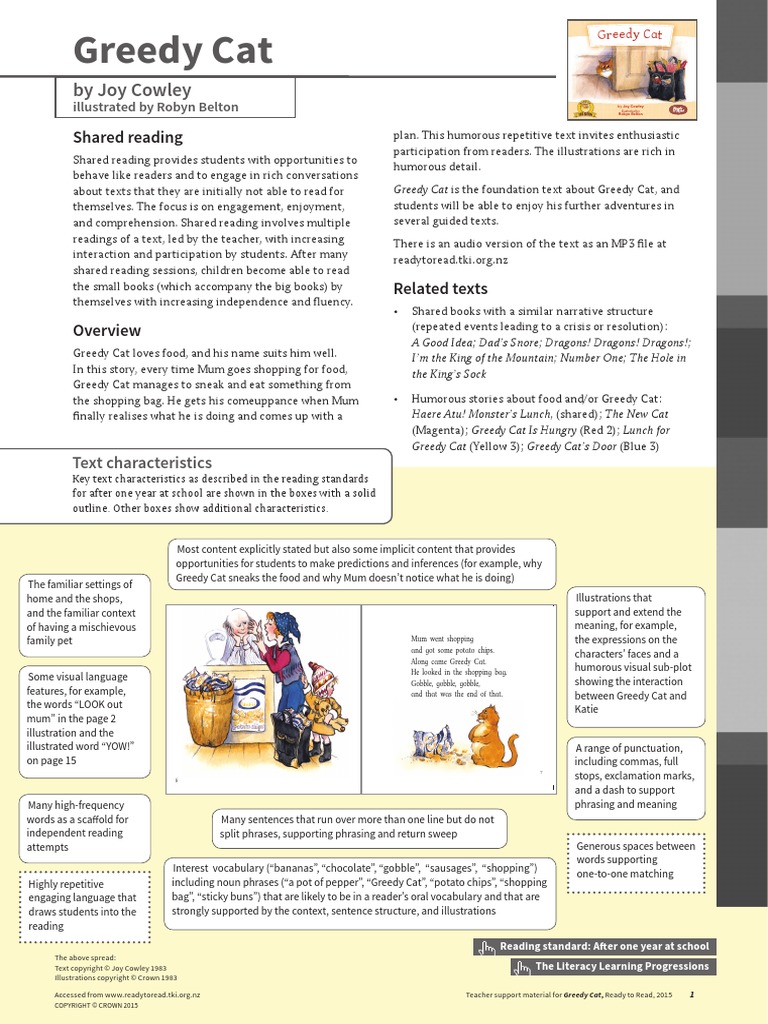 Greedy Cat | PDF | Reading Comprehension | Fluency