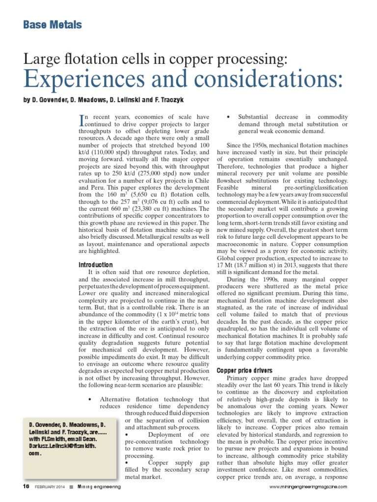 Flotation Cells in Copper - FLSmidth | PDF | Mining | Copper