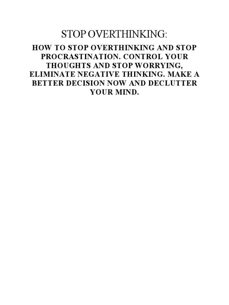 Stop Overthinking | PDF | Meditation | Mindfulness