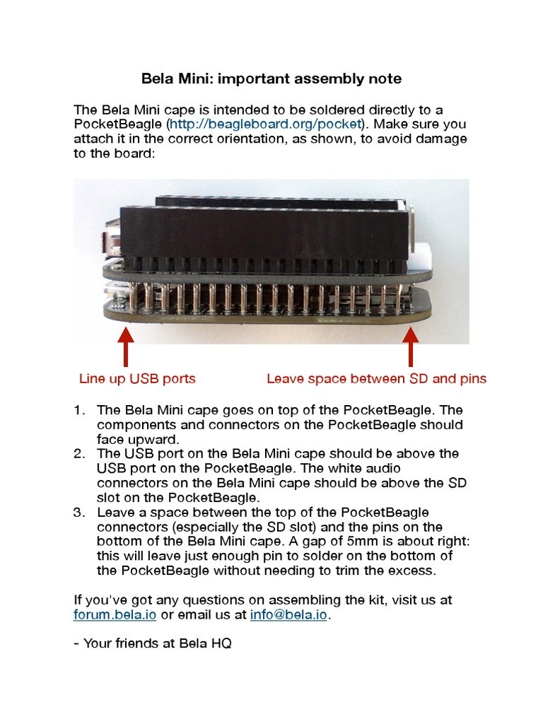 Bela Mini Assembly Note | PDF