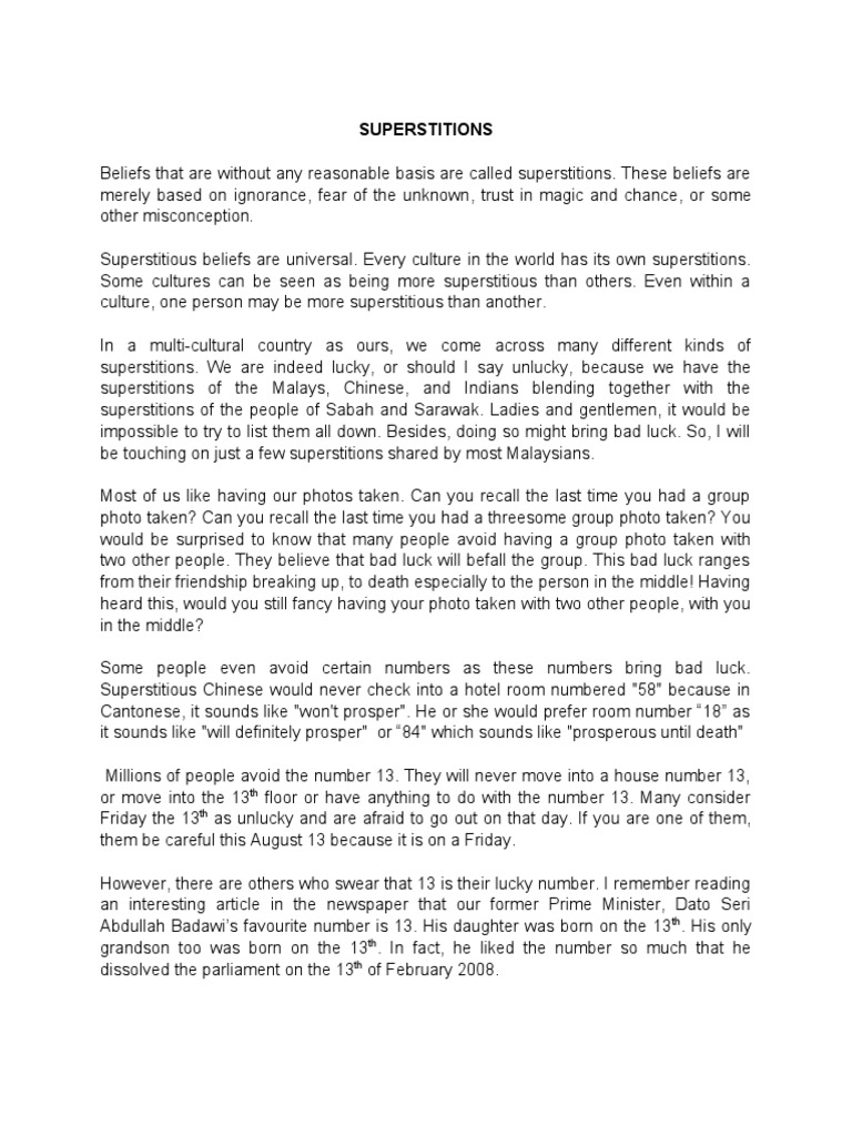 Superstitions | PDF | Superstitions | Luck