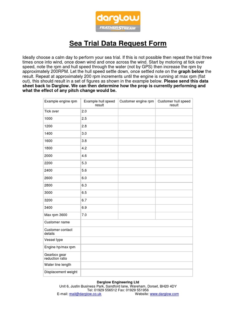 Sea Trial Data Request Form | PDF | Business | Technology & Engineering