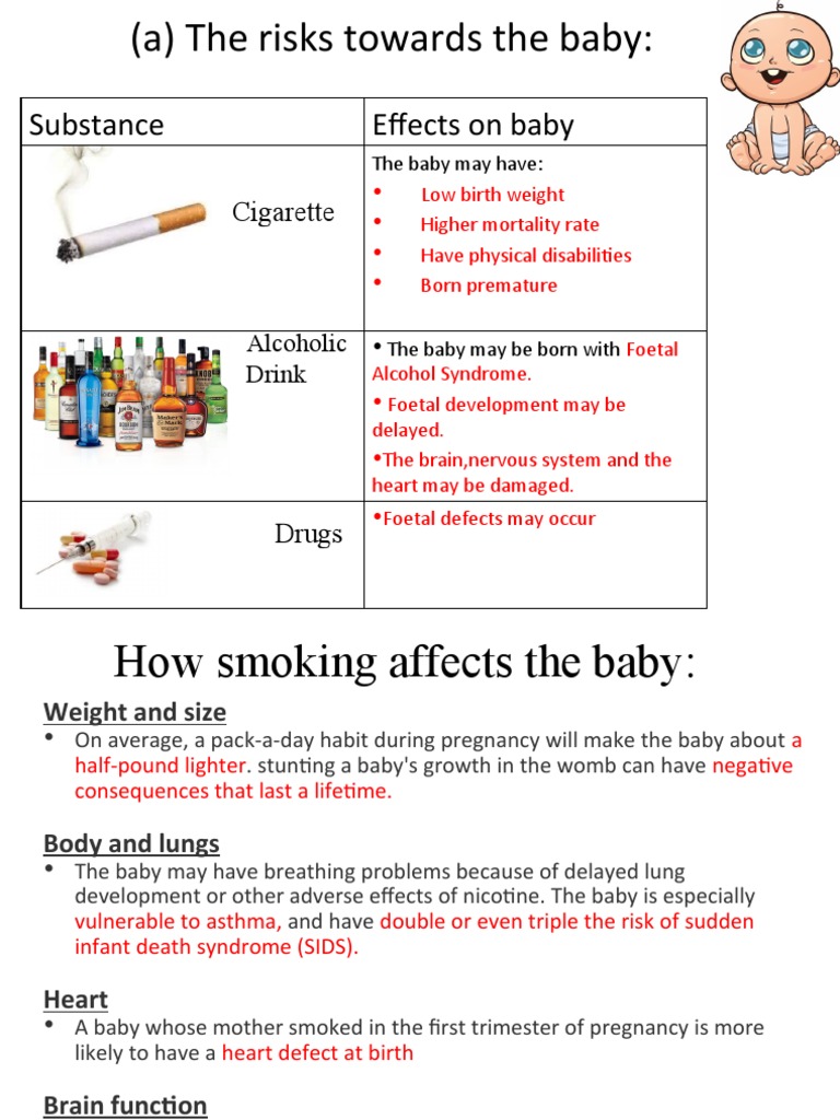 (A) The Risks Towards The Baby:: Substance Effects On Baby | PDF ...