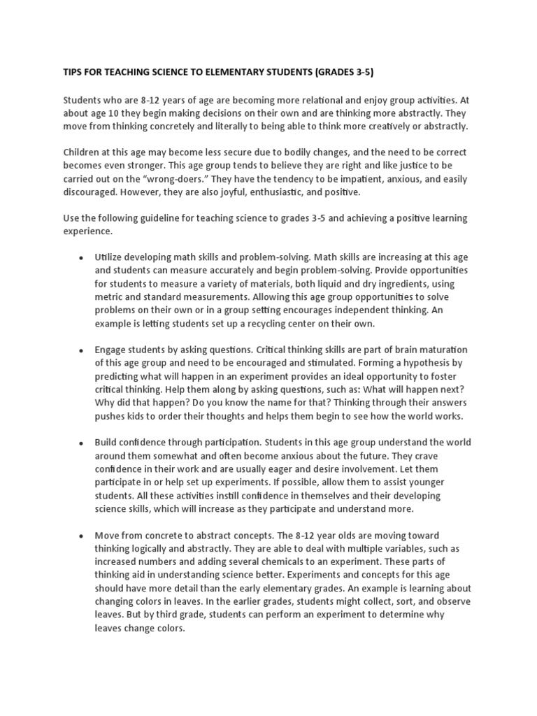 Tips For Teaching Science To Elementary Students | PDF | Experiment ...