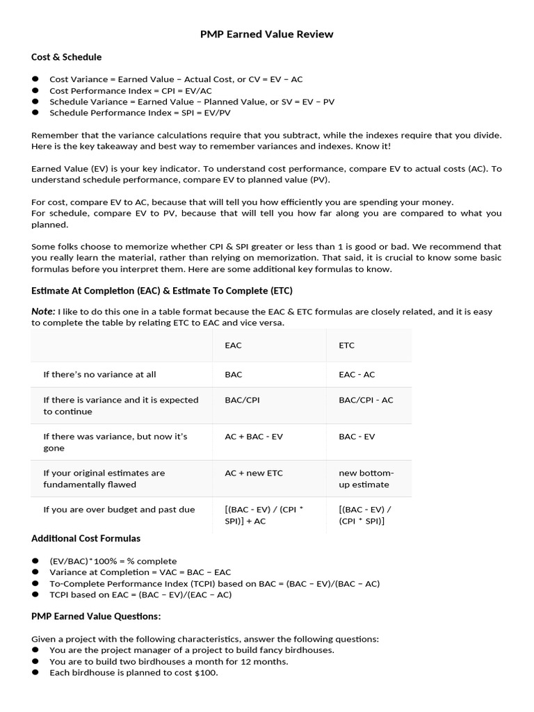 Earned Value Management - Activity PDF | PDF | Business | Teaching ...