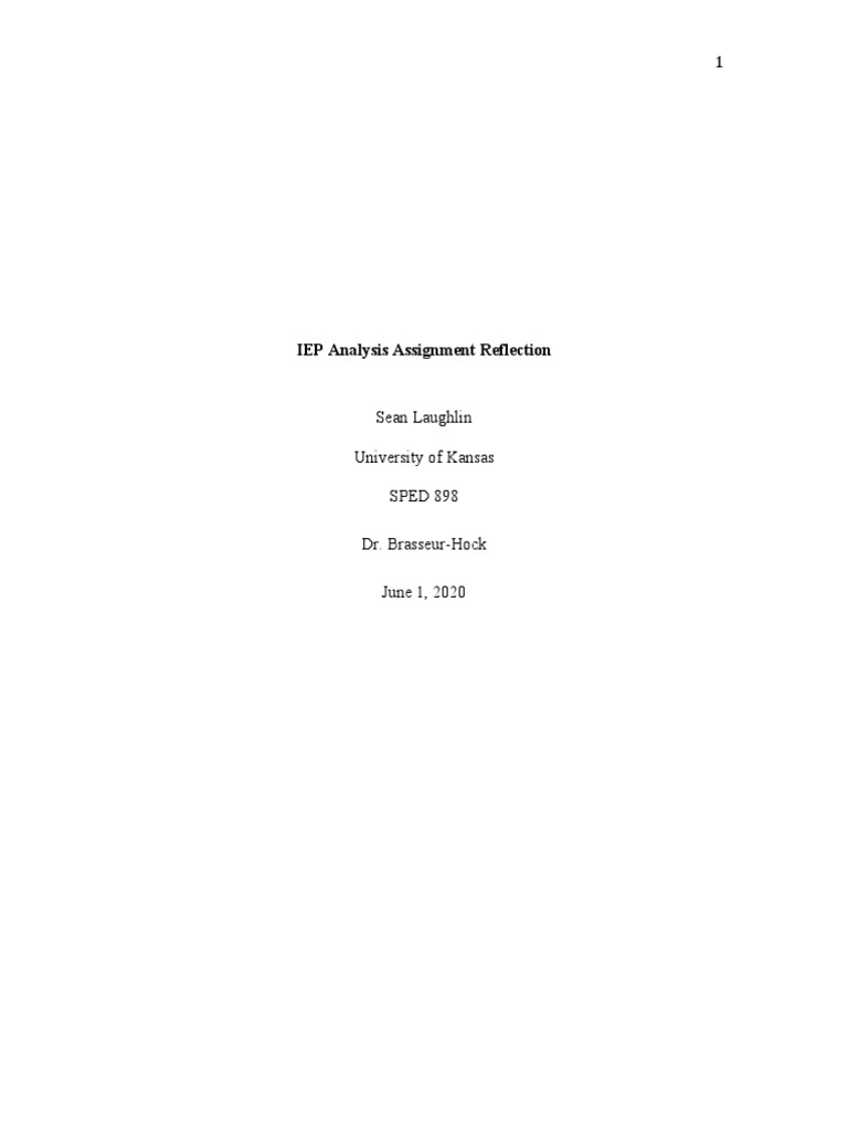 Sean Laughlin 775 Iep Reflection | PDF | Individualized Education ...