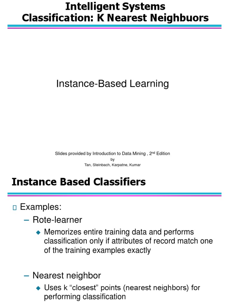Instance-Based Learning: Slides Provided by Introduction To Data Mining, 2 Edition | PDF ...