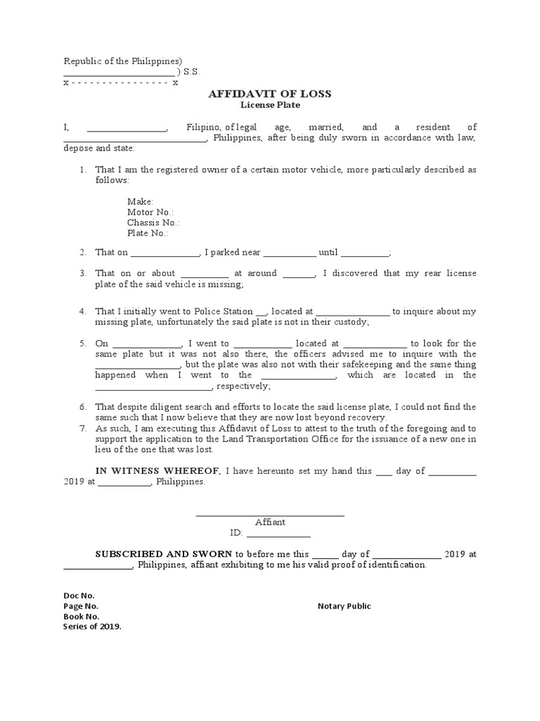 Loss Plate (Sample) | PDF
