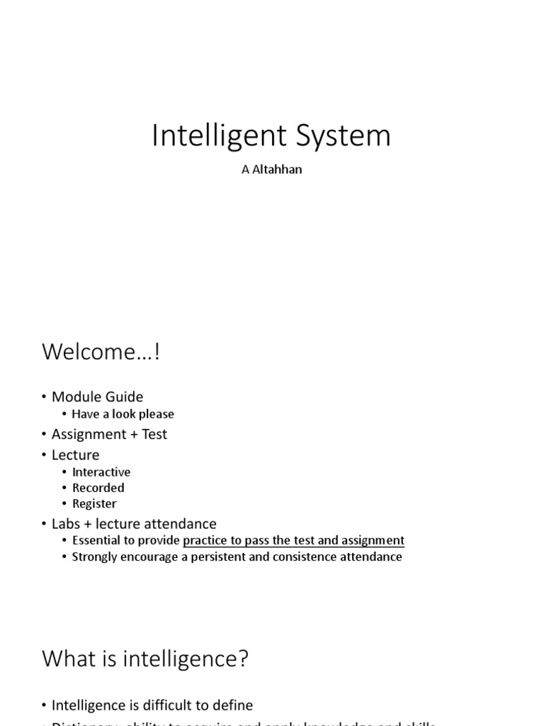 Intelligent Systems 1 | PDF | Artificial Intelligence | Intelligence ...