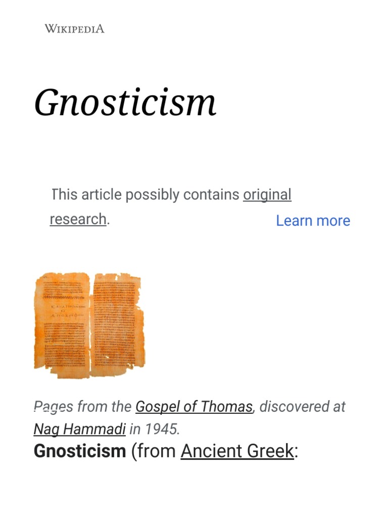 Gnosticism: Gnosticism (From Ancient Greek | PDF | Gnosticism ...