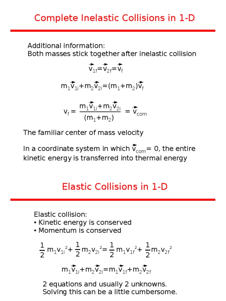 Inelastic and Elastic Collisions Explained | PDF | Rotation Around A ...