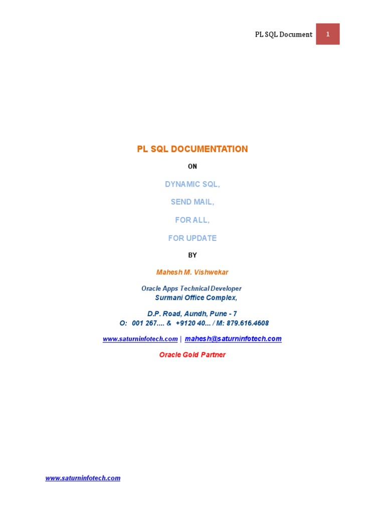 PL SQL Document by MV | PDF | Pl/Sql | Sql