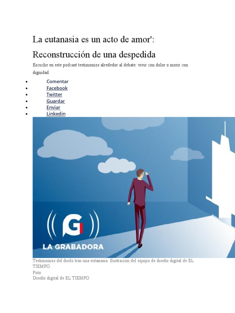 La Eutanasia Es Un Acto De Amor Pdf Medicina Bienestar