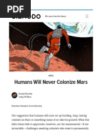 Robots Over Humans in Space Travel | PDF | Space Exploration | Mars