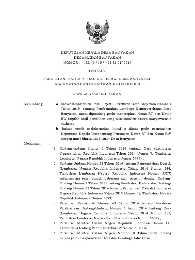 SK RT & RW 2019-2024 Asli | PDF