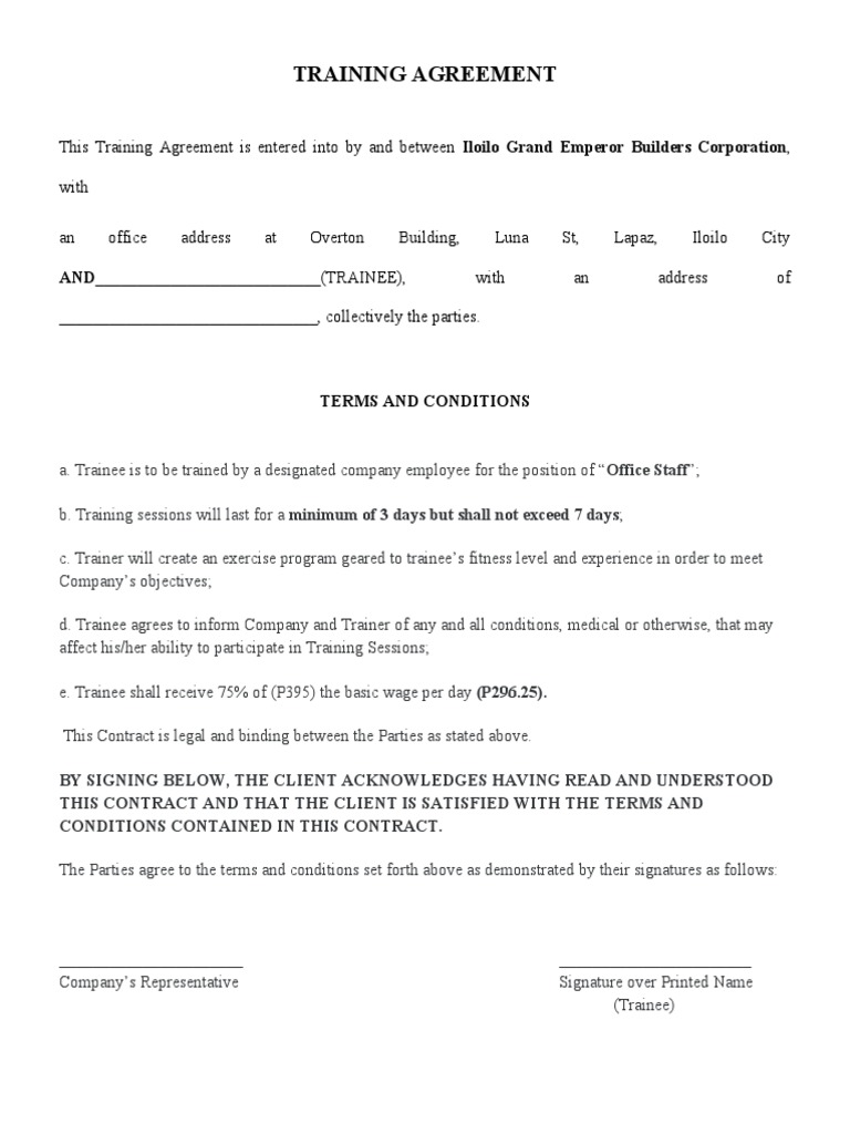 Office Staff Training Agreement | PDF