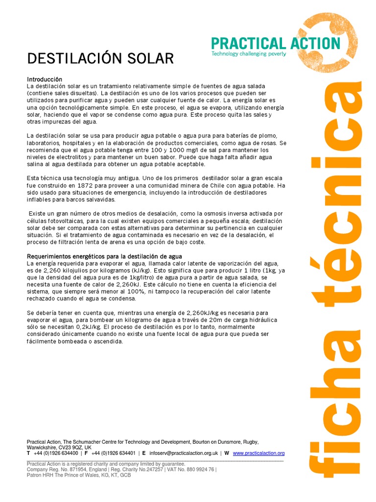 Destilacion Solar | PDF | Energía solar | Agua