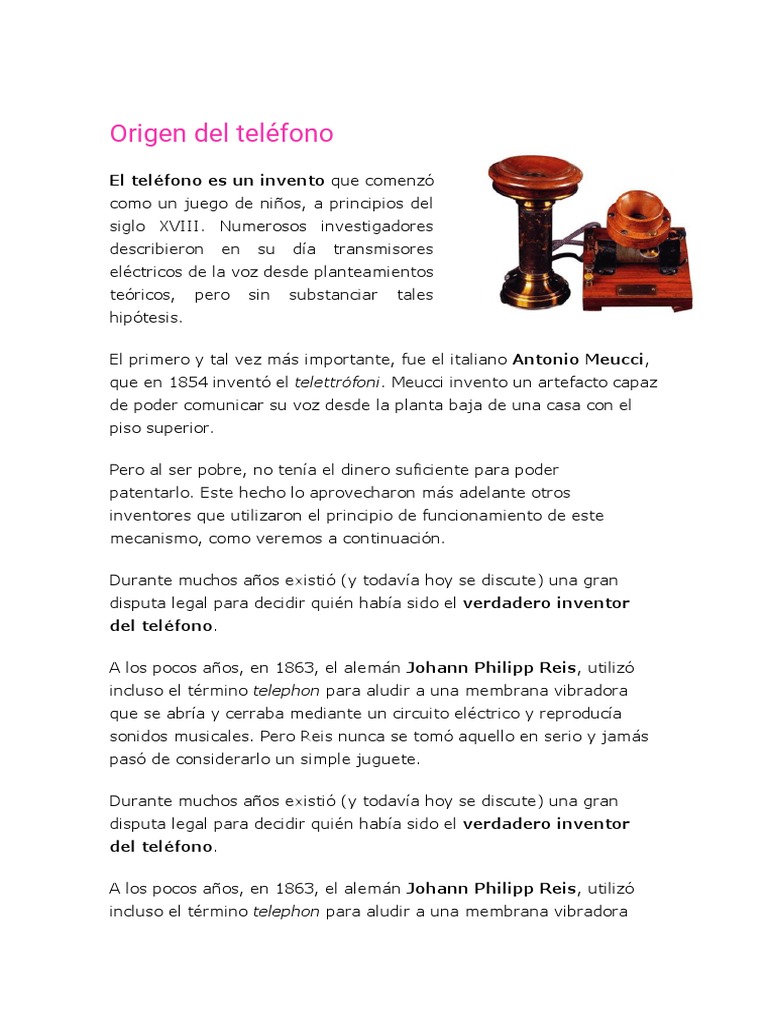 Origen e invención del teléfono | PDF | Teléfono | Science