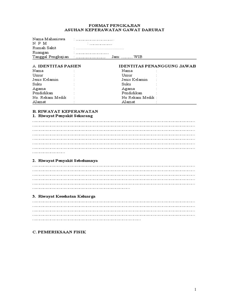 Format Pengkajian Kep Kritis | PDF