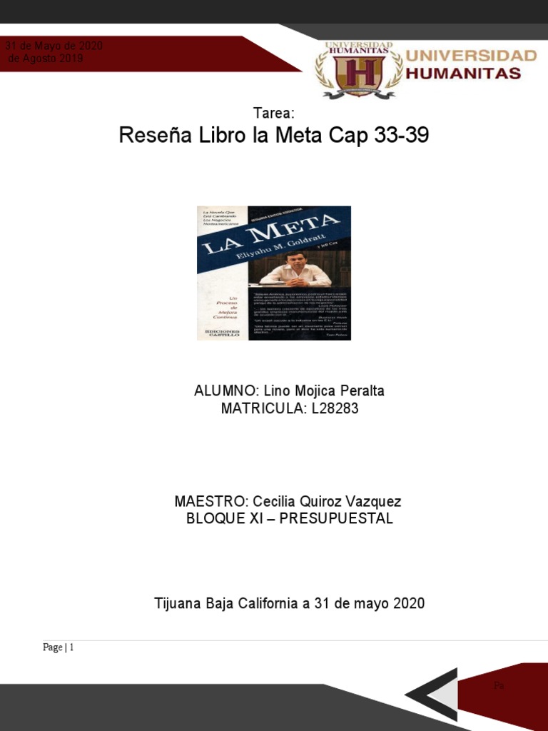 L28283 Reseña Libro La Meta Cap 33-39 | PDF | Business