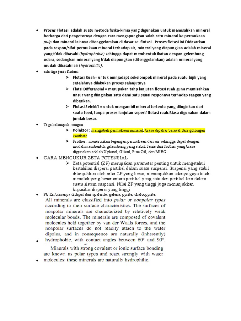 Proses Flotasi Adalah Suatu Metoda Fisika | PDF