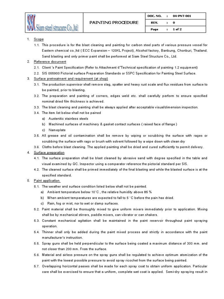 Scope: Painting Procedure | PDF | Paint | Metals